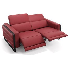 Sofanella Leder 2-Sitzer DELTONA Rot 180 x 113 x 78 cm Füße: Schwarz