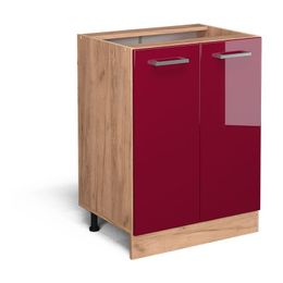 Küchenunterschrank R-Line, Bordeaux Hochglanz, 60 cm ohne Arbeitsplatte VICCO