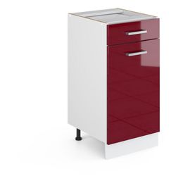 Unterschrank R-Line, Bordeaux Hochglanz, 40 cm mit Schublade, ohne Arbeitsplatte VICCO