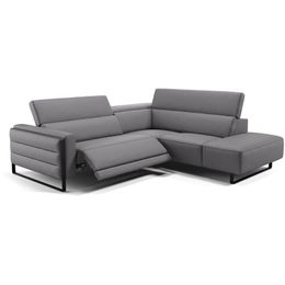 Leder Ecksofa deltona Rechts Grau 261 x 113 x 78 cm Füße: Schwarz - Grau - Sofanella