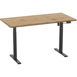 ebuy24 LonaE Schreibtisch elektrische Höhenverstellfunktion 140x80x71-120cm Eiche dekor, schwarz.