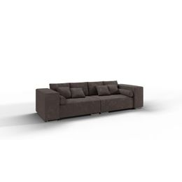 Big Sofa Laura mit Schlaffunktion aus Khaki Luxusmicrofaser