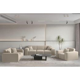 Sofaset Designersofa celes premium 3-2-1 in Stoff Opera Velvet Beige