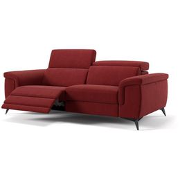 Sofanella - Stoff 3-Sitzer amaro Rot 218 x 108 x 97 cm Füße: Schwarz - Rot