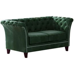 S-style Möbel - Larui 2-Sitzer Chesterfield Sofa, Flasche grün