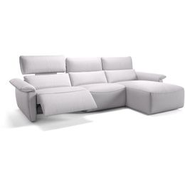 Sofanella - Leder Ecksofa merida Rechts Weiß 302 x 101 x 89 cm - Weiß