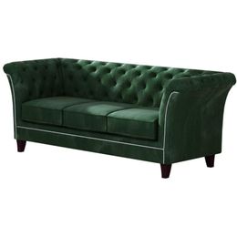 Larui 3-Sitzer Chesterfield Sofa, Flasche grün