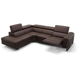 Leder Ecksofa manzano Links Braun 301 x 109 x 77 cm Füße: Schwarz - Braun - Sofanella