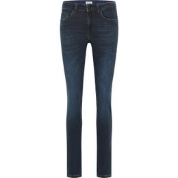 Slim-fit-Jeans Mustang "Shelby Slim" Gr. 28, Länge 34, blau (882 dunkelblau) Damen Jeans 5-Pocket-Jeans