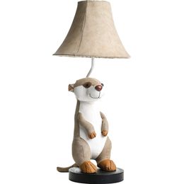 LED Tischleuchte HAPPY LAMPS FOR SMILING EYES "Eddie das Erdmännchen" Lampen Gr. H: 60cm, beige (beige, braun und weiß) Hochwertig, Einzigartig, Zertifiziert, Nachhaltig, Tiermotiv