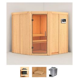 Karibu Sauna "Jarin" Saunen 9-kW-Ofen mit externer Steuerung Gr. Saunaofen, beige (naturbelassen)