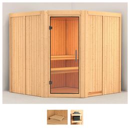 Karibu Sauna "Jarin" Saunen ohne Ofen Gr. ohne Ofen, beige (naturbelassen)