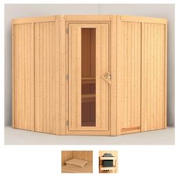 Karibu Sauna "Jarin" Saunen ohne Ofen Gr. ohne Ofen, beige (naturbelassen)