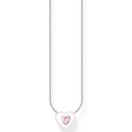 Kette mit Anhänger Thomas Sabo "Herz pinkem Stein, KE2184-041-9-L45V" Halsketten Gr. 45, Silber 925 (Sterlingsilber), bunt (silberfarben, pink) Damen mit Zirkonia (synth.)