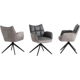 Esszimmerstuhl Home Affaire "Newton, TOPSELLER", grau (anthrazit, schwarz), B:61cm H:90cm T:66cm, Leder, Metall, Stühle, Federkern im Sitz, 180 Grad Drehfunktion, Topseller