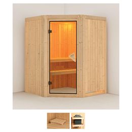 Karibu Sauna "Larin" Saunen ohne Ofen Gr. ohne Ofen, beige (naturbelassen)