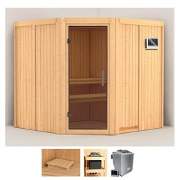 Karibu Sauna "Jarin" Saunen 9-kW-Bio-Ofen mit externer Steuerung Gr. Bio-Kombiofen, beige (naturbelassen)