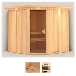 Karibu Sauna "Jarin" Saunen ohne Ofen Gr. ohne Ofen, beige (naturbelassen)