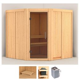 Karibu Sauna "Jarin" Saunen 9-kW-Ofen mit integrierter Steuerung Gr. Saunaofen, beige (naturbelassen)