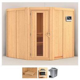 Karibu Sauna "Jarin" Saunen 9-kW-Ofen mit externer Steuerung Gr. Saunaofen, beige (naturbelassen)