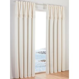 Vorhang HEINE HOME Gardinen Gr. 245 cm, Multifunktionsband, Ösen, 135 cm, beige (natur)