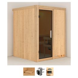 Karibu Sauna "Milaja" Saunen 3,6-kW-Plug & Play Ofen mit integrierter Steuerung Gr. Saunaofen, integrierte Steuerung, 3,6 kW, beige (naturbelassen)