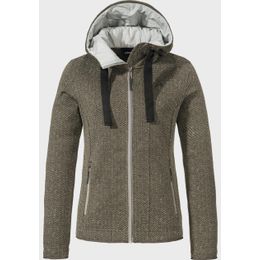 Schöffel Fleecejacke SCHÖFFEL "Fleece Hoody Aurora L", Damen, Gr. 42, braun (4725, braun), Oberstoff Rumpf: 100% Polyester Futter Kapuze: 100% Polyester, modisch, regular fit, hoch geschlossener Ausschnitt, Langarm, Jacken