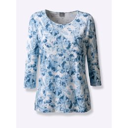 3/4-Arm-Shirt Lady "Shirt" Gr. 44, blau (hellblau, jeansblau, bedruckt) Damen Shirts