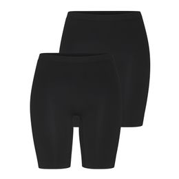 Langer Boxer Lascana Gr. 32/34, schwarz (2x schwarz) Damen Unterhosen aus weicher Microfaser