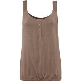 Strandtop Lascana "mit geflochtenen Trägern" Gr. 48/50, grau (taupe, schwarz) Damen Tops aus weichem Viskose-Stretch