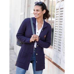 Cardigan Casual Looks, Damen, Gr. 36, blau (marine), 50% Viskose, 28% Polyester, 22% Polyamid, unifarben, Langarm, Strickjacken