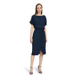 BETTY & CO Jerseykleid BETTY&CO "Betty & Co mit Raffung" Gr. 44, Normalgrößen, blau (navy blue) Damen Kleider Schlitz