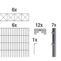 Alberts Doppelstabmattenzaun "Nexus" Zaunelemente anthrazit, Höhe: 100-160cm, Gesamtlänge: 10-20m, zum Einbetonieren Gr. H/L: 120cm x 12 m, Pfosten: 7 St., grau (anthrazit)