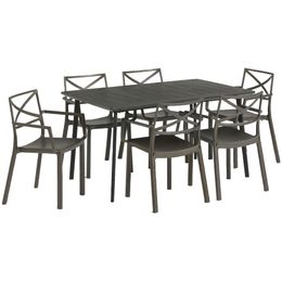 Garten-Essgruppe Best "Torino" Sitzmöbel-Sets Gr. B/H/T: 252 cm x 85 cm x 193 cm, braun (bronze) 7-tlg. Dining Gruppe Torino bronze