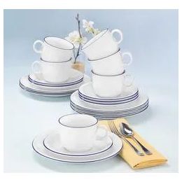 Kaffeeservice Seltmann Weiden "Geschirr-Set, Service Compact Blaurand" Geschirr-Sets Gr. 18 tlg., weiß (weiß, blau) Made in Germany, 18 Teile, für 6 Personen