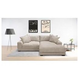 Ecksofa Trendmanufaktur "Zinal, aktuelles Design, mit 4 Zierkissen" Sofas Gr. B/H/T: 282cm x 86cm x 195cm, Breitcord, Recamiere rechts, beige mit extra softem Sitz, in trendiger Breitcord-Optik, L-Form