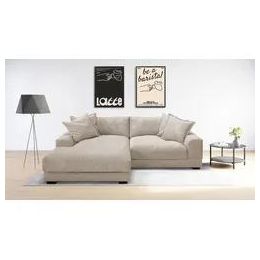 Ecksofa Trendmanufaktur "Zinal, aktuelles Design, mit 4 Zierkissen" Sofas Gr. B/H/T: 282cm x 86cm x 195cm, Breitcord, Recamiere links, beige mit extra softem Sitz, in trendiger Breitcord-Optik, L-Form