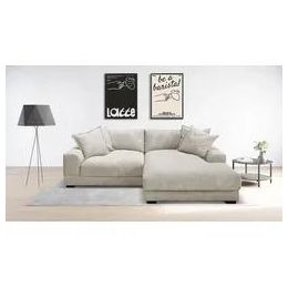 Ecksofa Trendmanufaktur "Zinal, aktuelles Design, mit 4 Zierkissen" Sofas Gr. B/H/T: 282cm x 86cm x 195cm, Breitcord, Recamiere rechts, beige (sand) mit extra softem Sitz, in trendiger Breitcord-Optik, L-Form