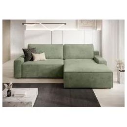 Ecksofa Trendmanufaktur "Challenge, Schlafsofa mit Bettkasten, Couch in L-Form, Breite 245 cm" Sofas Gr. B/H/T: 246cm x 98cm x 168cm, Feincord, Recamiere beidseitig montierbar, mit Schlaffunktion und Bettkasten, grün (mayfly) Recamiere beidseitig montierbar, auch in trendigem Cordstoff