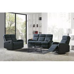 Happy Home Relaxsofa-Set 3tlg. mit 5 Relaxfunktionen Dunkelgrau