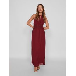 Maxikleid Vila "VIMILINA HALTERNECK MAXI DRESS - NOOS" Gr. 36, N-Gr, rot (cabernet detail:elastic) Damen Kleider