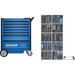 Gedore Werkzeugwagen 2005, 7 Schubladen, mit 308-teiligem Sortiment, HxBxT 1020 x 865 x 605 mm