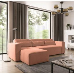 Ecksofa Schlafsofa waldo Stoff Brooklyn Coral Ottomane Links