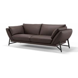 Leder 3-Sitzer Sofa estella Braun m: 226 Breite x 99 Tiefe Füße: Matt-Schwarz - Braun - Sofanella