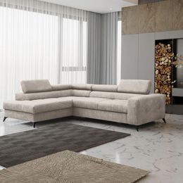 Ecksofa Schlafsofa amadeo Stoff Anafi Creme Ottomane Links