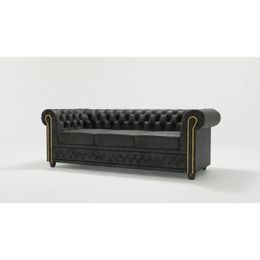 Jule 3-Sitzer Chesterfield Sofa, Anthrazit