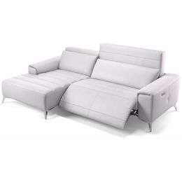 Leder Ecksofa Mini bella Links Weiß s: 209 Breite x 100 Tiefe Füße: Matt-Schwarz - Weiß - Sofanella