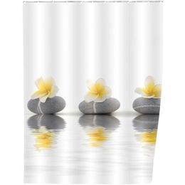 Duschvorhang Stones with Flower, Textil (Polyester), 180 x 200 cm, waschbar, Mehrfarbig, Polyester mehrfarbig - mehrfarbig - Wenko