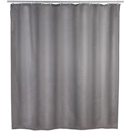 Anti-Schimmel Duschvorhang Uni Grey, Textil (Polyester), 180 x 200 cm, waschbar, Grau, Polyester grau - grau - Wenko