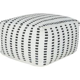 Beliani Pouf Weiß und Schwarz Stoffbezug 50 x 50 cm mit EPS-Perlen Quadratisch Geometrisches Muster Modern Boho Bodenkissen Sitzpouf Outdoor